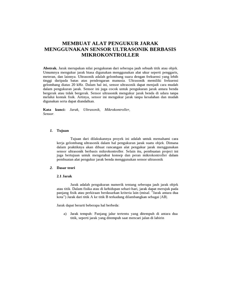 Alat Pengukur Jarak Menggunakan Sensor U | PDF
