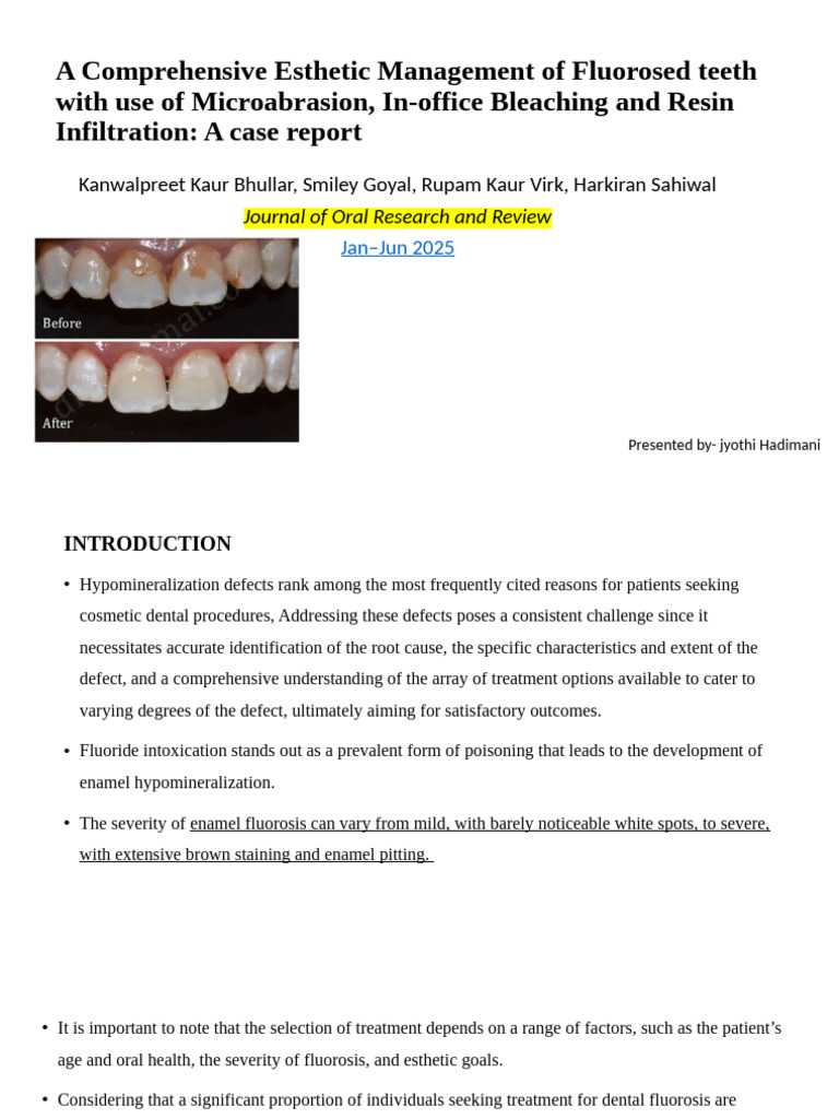 A Comprehensive Esthetic Management of Fluorosed Teeth With | PDF ...