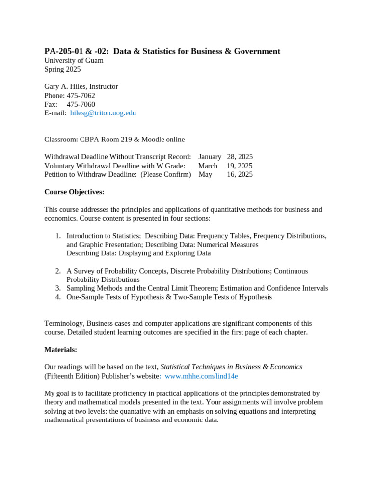 PA-205: Data & Statistics Course Guide | PDF | Statistics