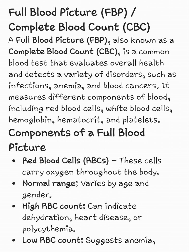 Full Blood Picture | PDF