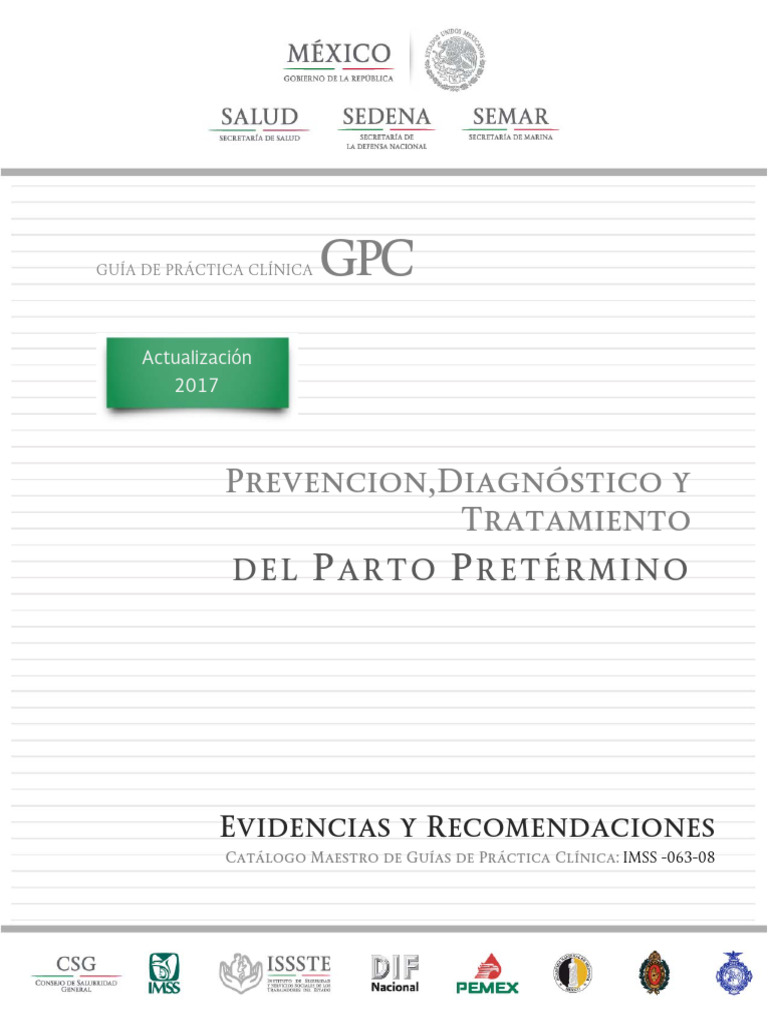 GPC Prevención Diagnóstico y Tratamiento Del Parto Pretérmino 2017 | PDF | Parto prematuro ...