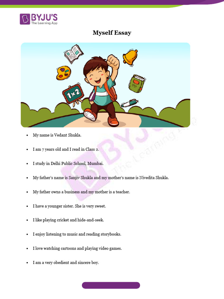 My Self Essay for Class 2 | PDF