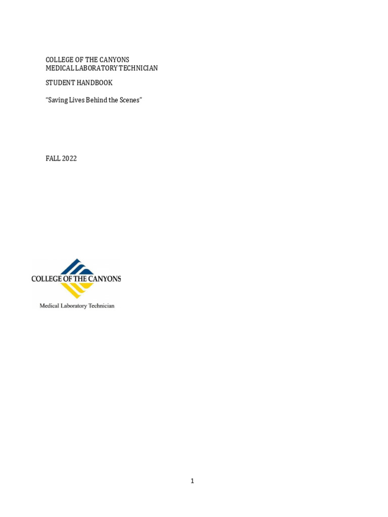 Coc MLT Handbook Fall 2022 | PDF