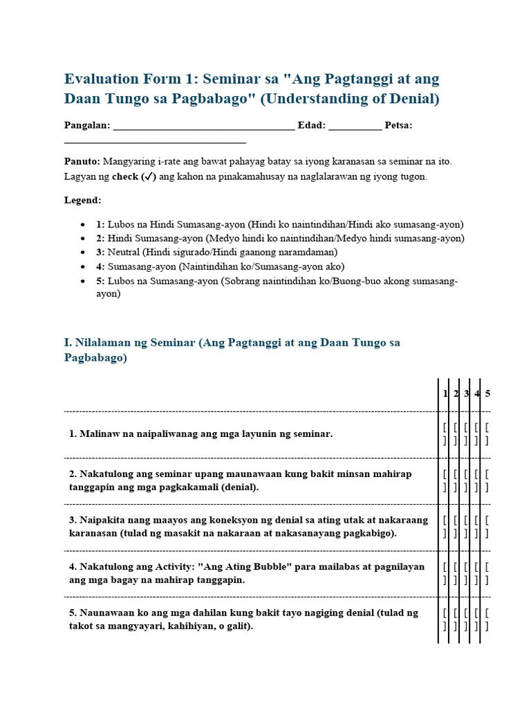 Understanding of Denial Evaluation Form | PDF