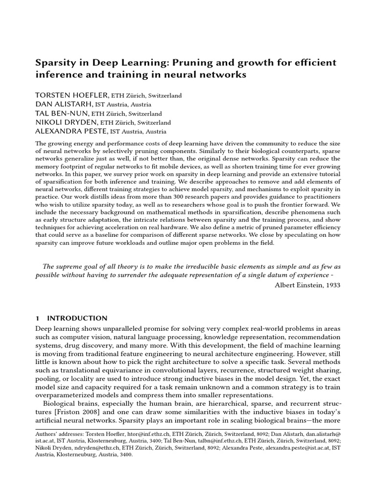 Hoefler Sparsity in Deep Learning | PDF | Deep Learning | Applied Mathematics