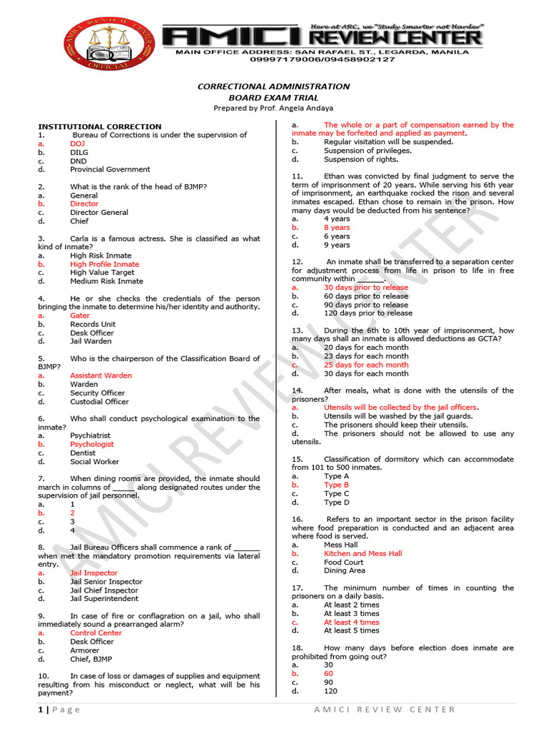b13 g1 CA Bet Answer Key | PDF | Probation | Parole