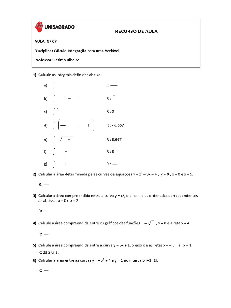 Recurso de Aula 7b CIV 2024 FR | PDF | Analise matemática | Cálculo