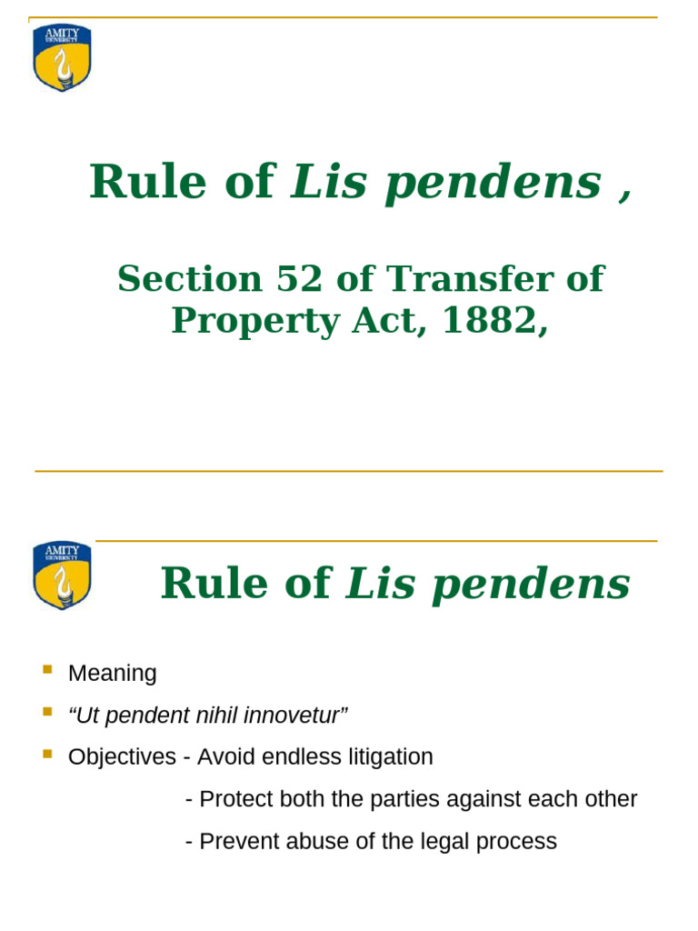 Rule of Lis Pendens | PDF | Lawsuit | Property