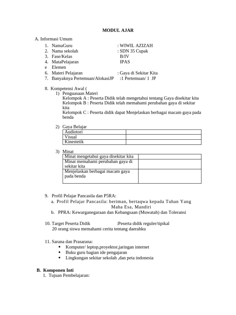 Modul Ajar IPAS (Wiwil) | PDF
