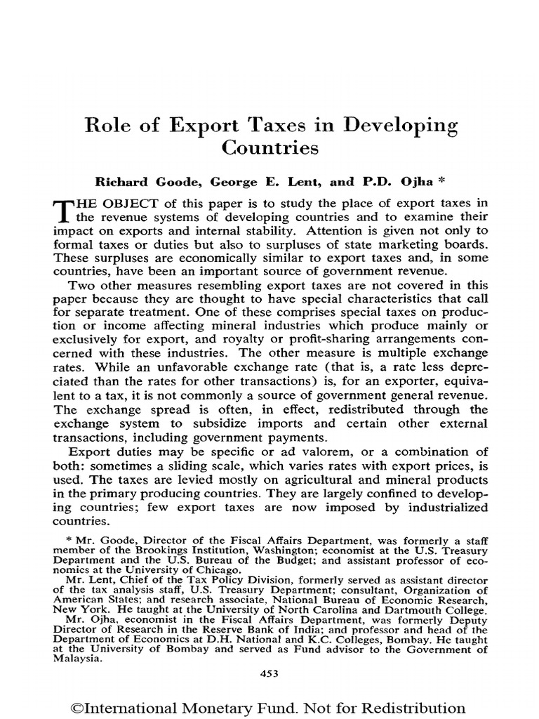 024-Article-A005-En-Export Duty-Developing Countries | PDF | Taxes | Tariff