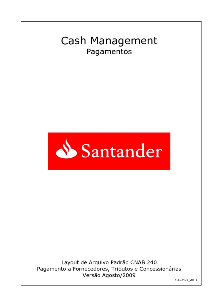 Layout CNAB 240 para pagamento a fornecedores e tributos | PDF | Conta ...