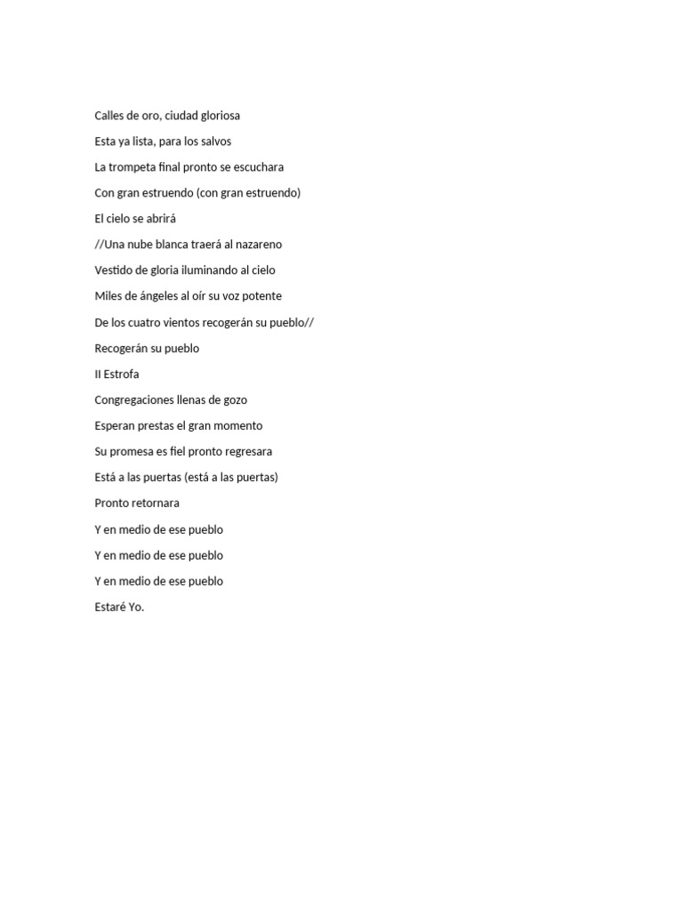 Letras de "Calles de Oro" | PDF