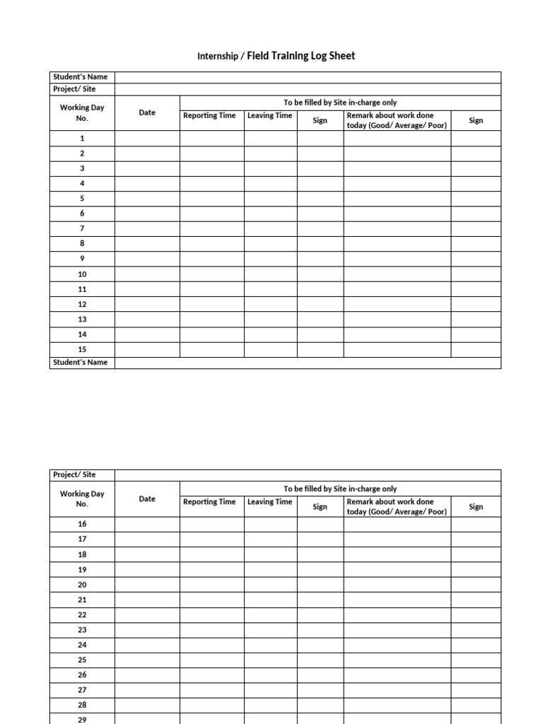 Log Sheet | PDF