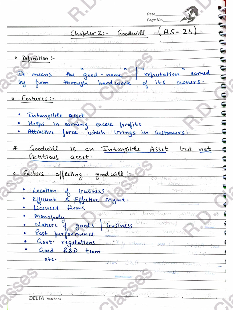 Goodwill Notes - RD Classes | PDF