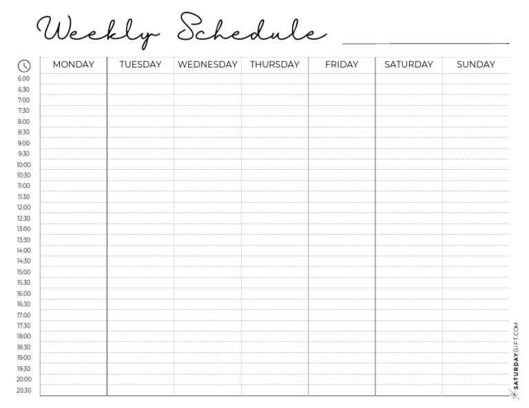 Weekly Hourly Planner Templates From 6 To 21 SaturdayGift | PDF