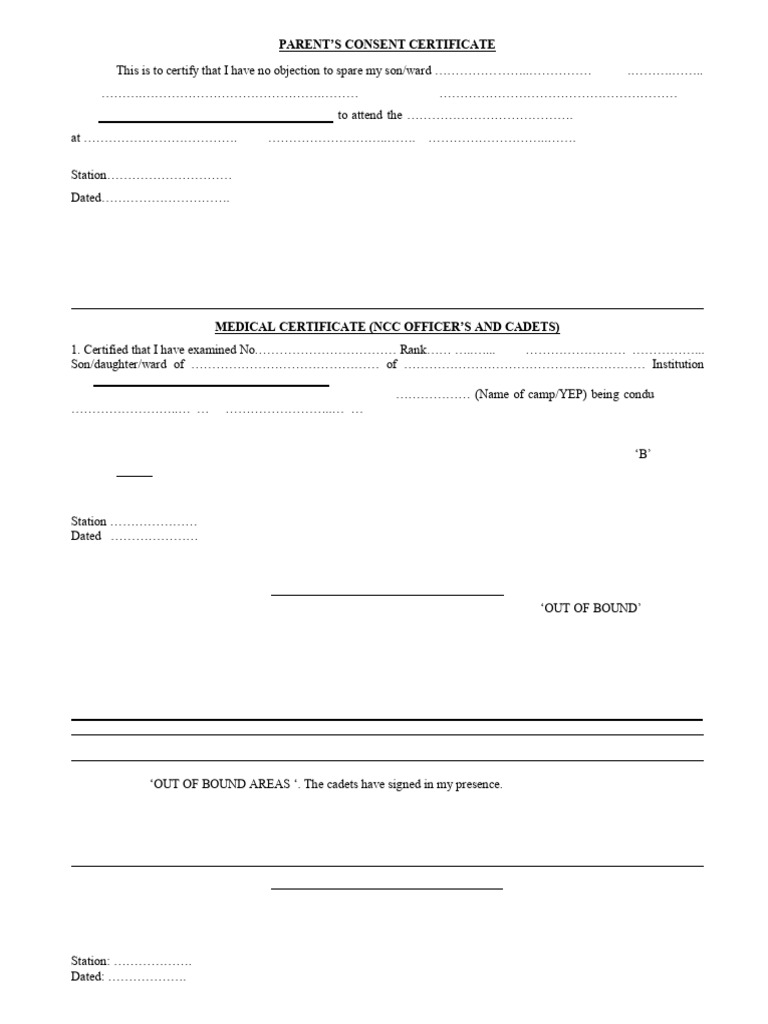 NCC Camp Participation Consent Form | PDF