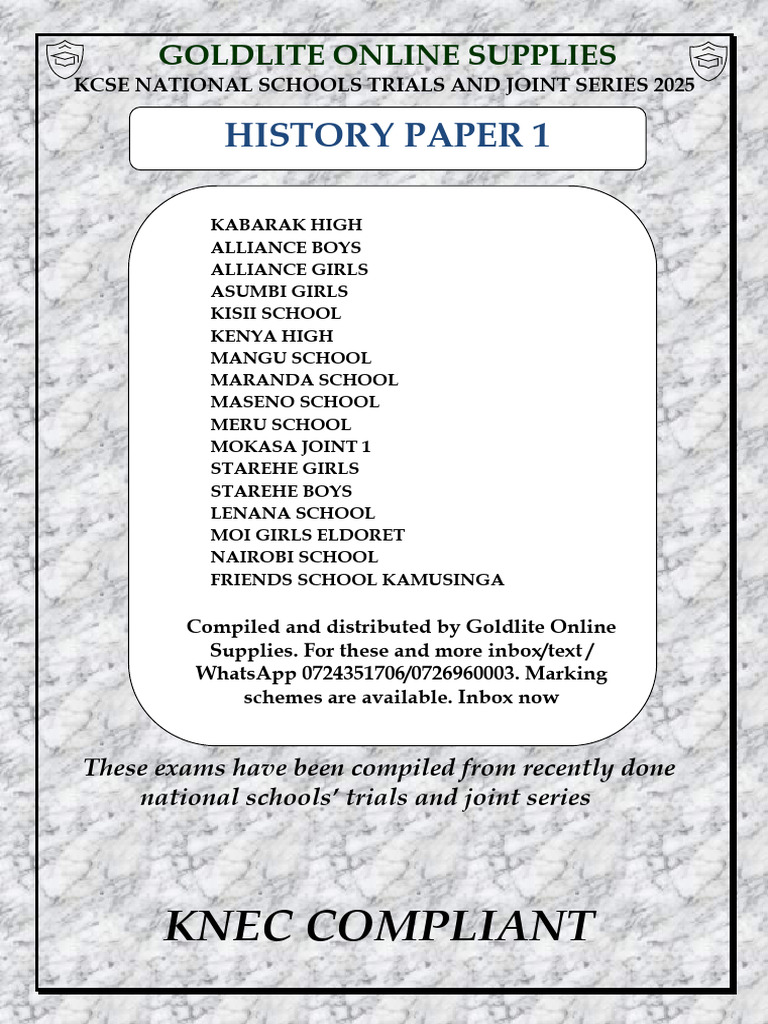 Hist Pp1 Top Schools 2025 Trials | PDF | Kenya | East Africa