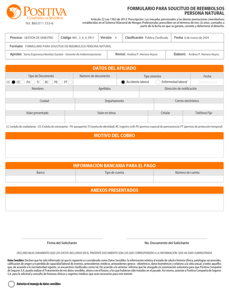 Formulario de Solicitud | PDF