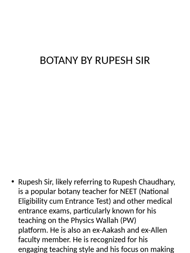 Botany by Rupesh Sir | PDF