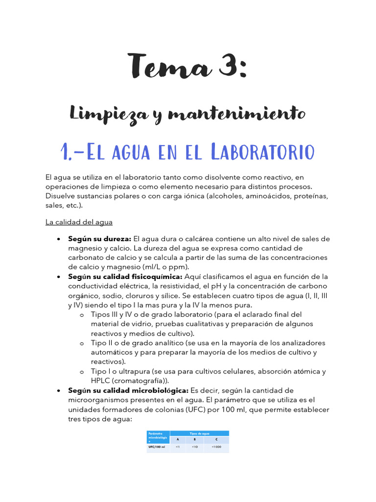 Tema 3 TGL Limpieza y Mantenimiento de Los Materiales | PDF | Esterilización (Microbiología) | Agua