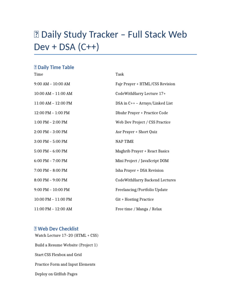 WebDev DSA Tracker | PDF