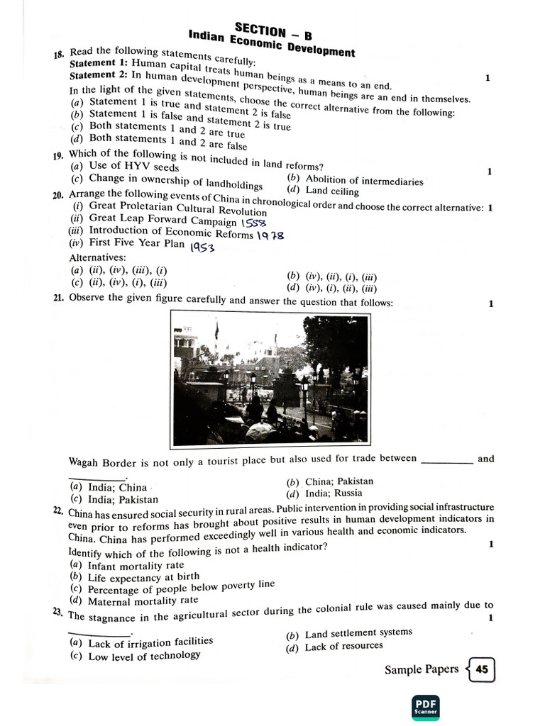 Sample Paper Sec B Class 12 Economics | PDF
