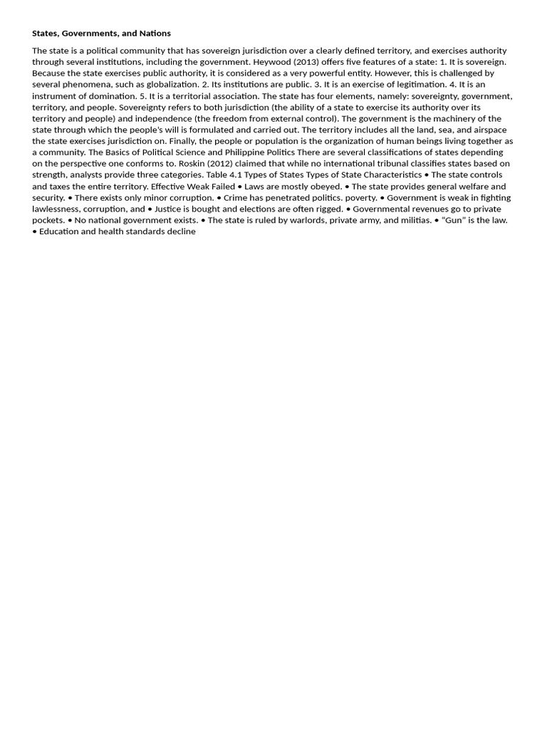 Four Elements of a State Explained | PDF