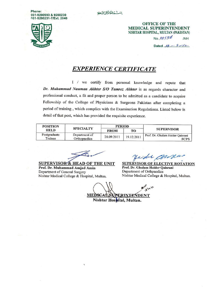 Rotation To Ortho Certificate | PDF