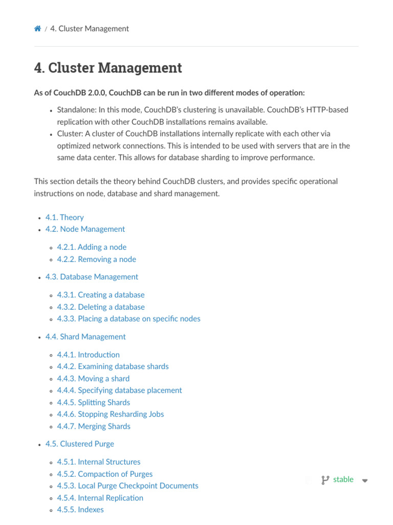 Cluster Management Apache CouchDB 3.5 Documentation | PDF