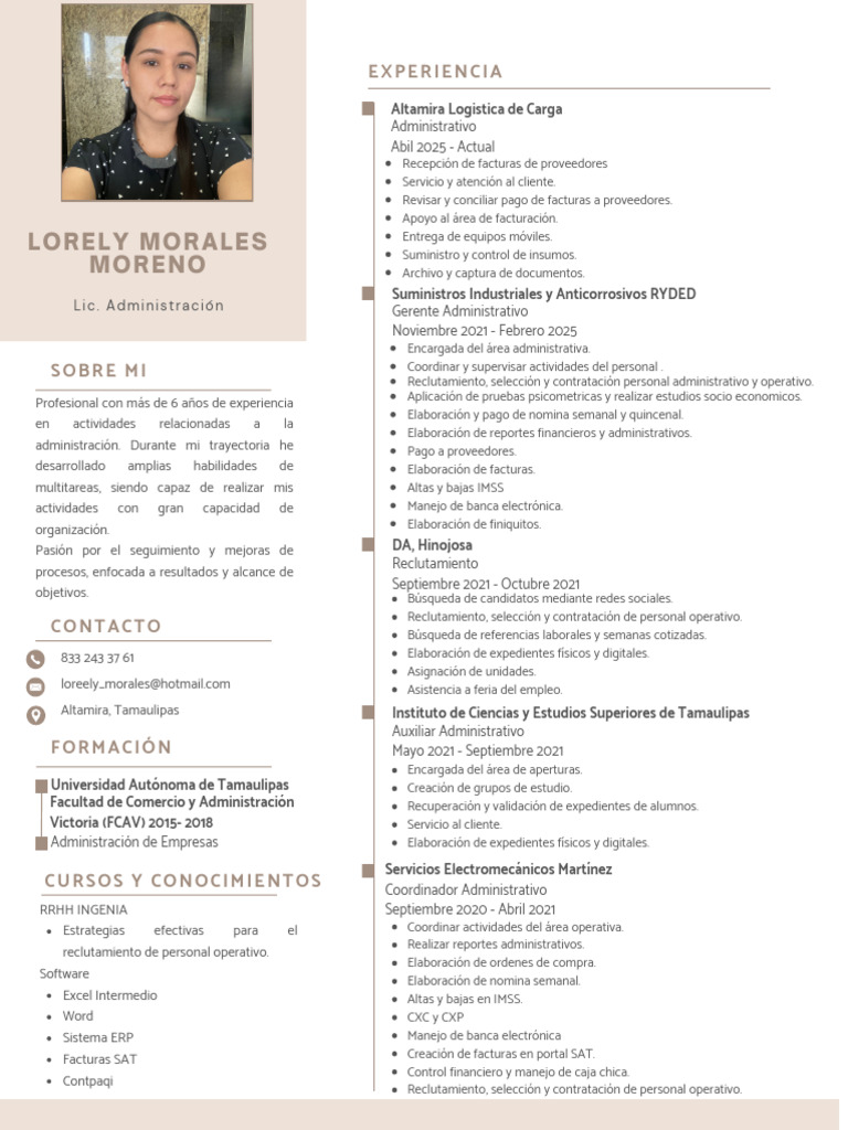 Currículum - Lorely Morales - Administrativo | PDF | Reclutamiento ...