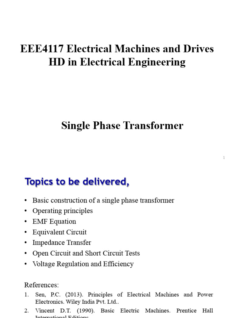 Ch1 - Single Phase Transformer PDF | PDF | Transformer | Electric Power