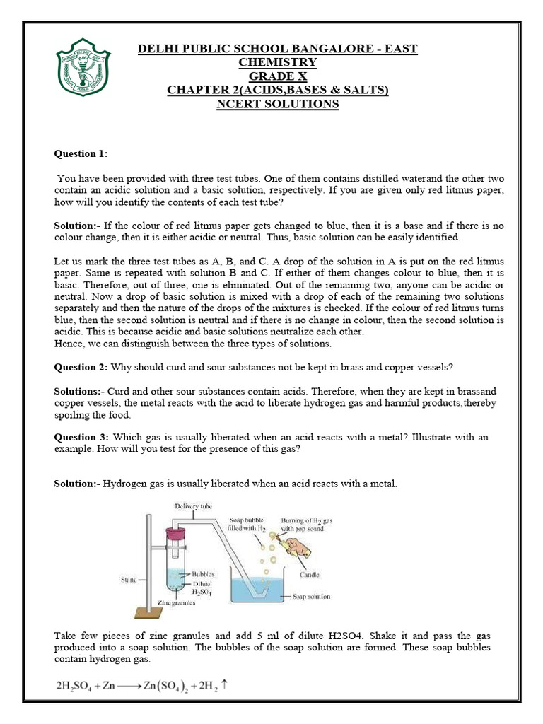Acids, Bases & Salt Intext QK | PDF | Ph | Acid