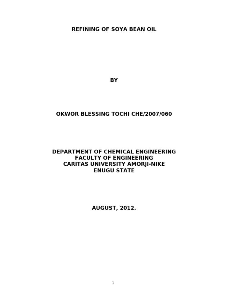 Share 243249616 Refining of Soya Bean Oil PDF 1 | PDF | Soybean | Oil