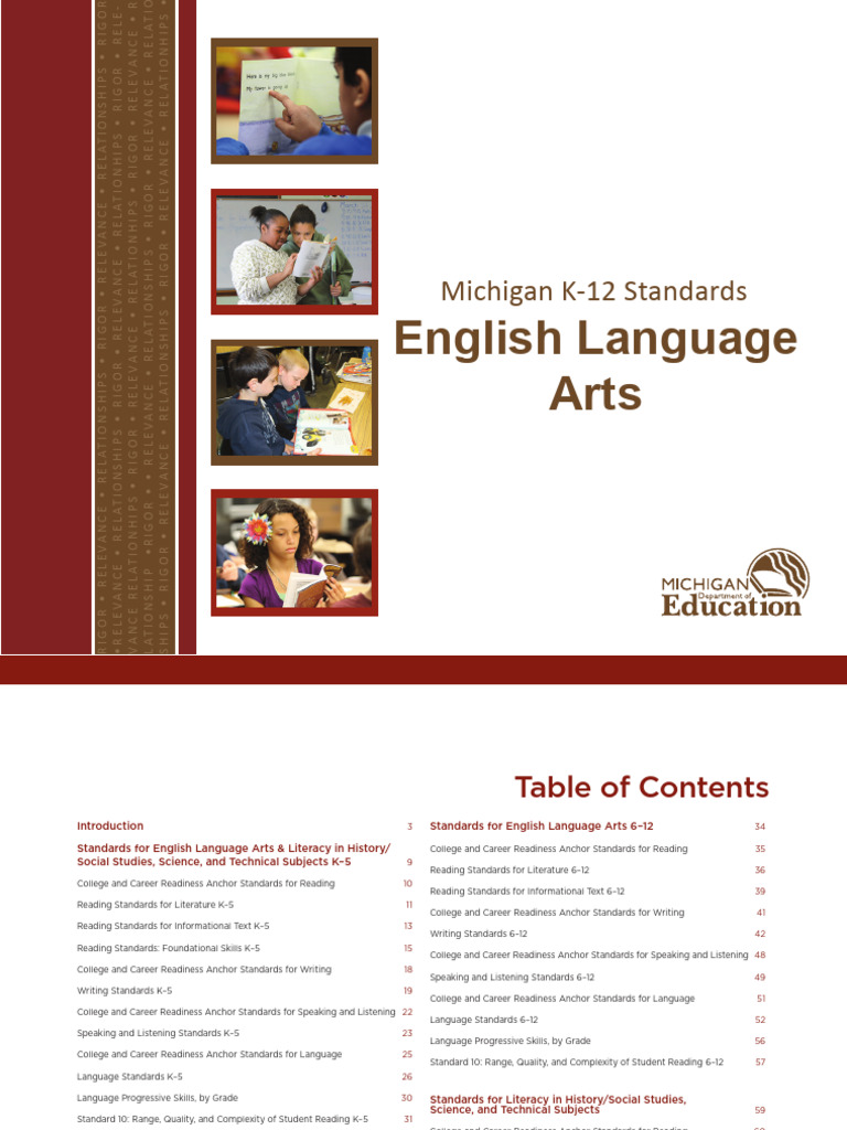 Michigan K-12 English Language Arts Standards | PDF | Curriculum | No ...