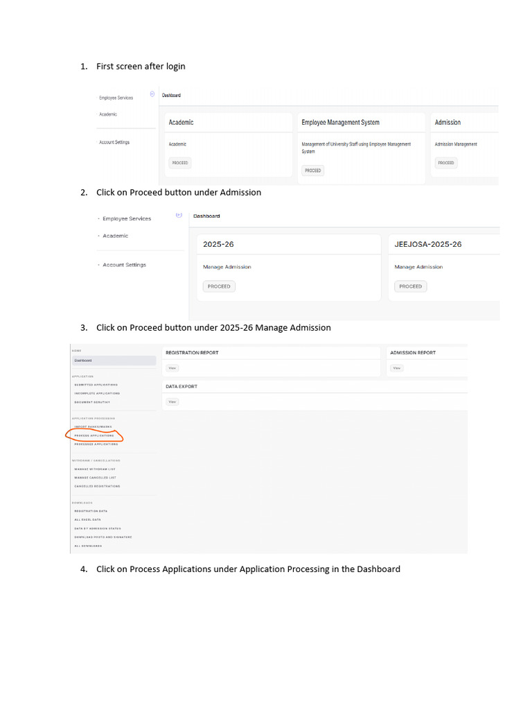 Admission Process on e-Samarth Portal | PDF