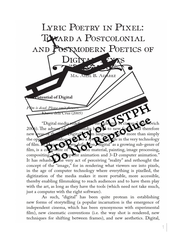 Lyric Poetry in Pixel Toward A Postcolon | PDF | Poetry | Lyric Poetry