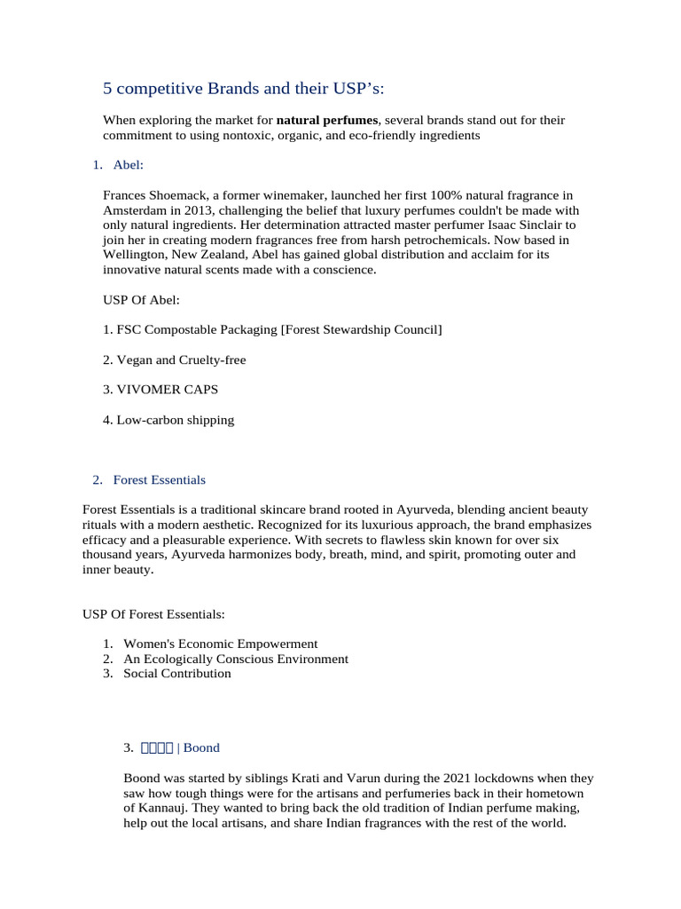 5 Competitive Brands and Their USP | PDF | Perfume | Plastic