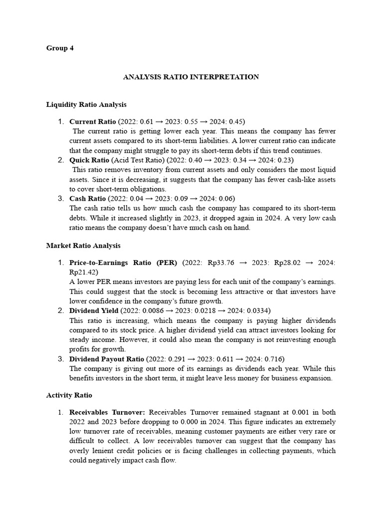 Analysis Ratio Interpretation | PDF | Dividend | Debt