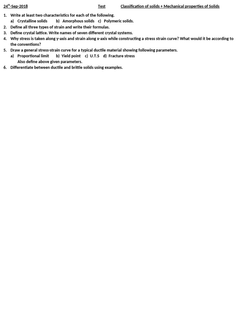 Classification of Solids + Mechanical Properties of Solids | PDF