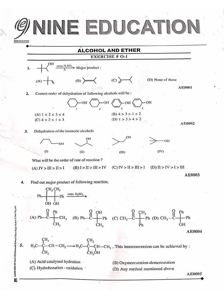 Alcohol Phenol Ethers Worksheet | PDF