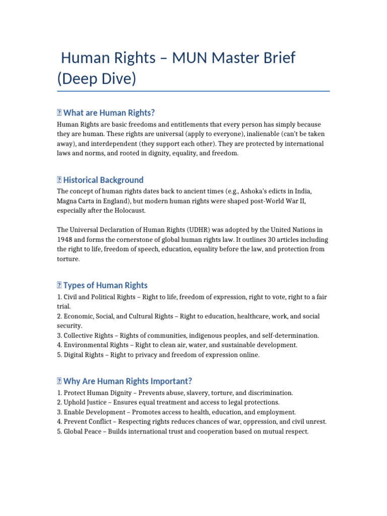 Understanding Human Rights: A MUN Guide | PDF | Human Rights | Social ...