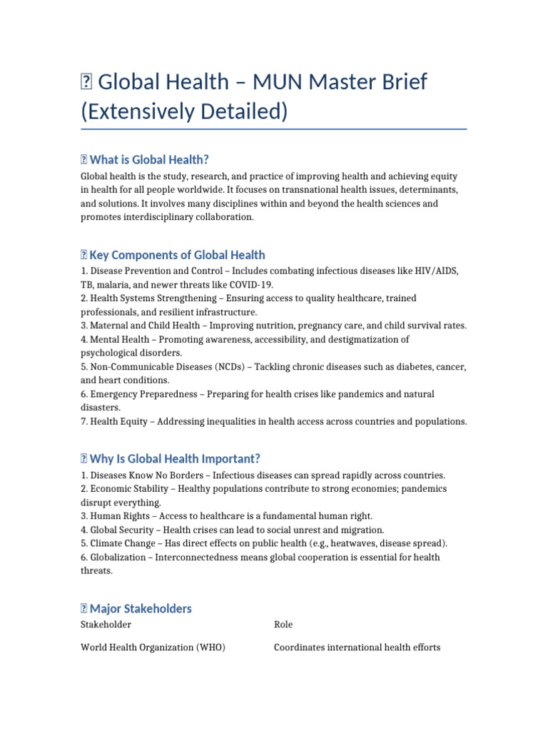 Global Health Master Brief Overview | PDF | Global Health | Public Health