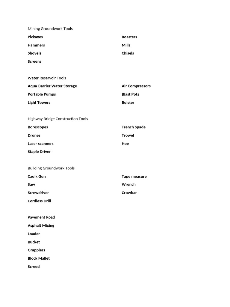 Mining Groundwork Tools | PDF