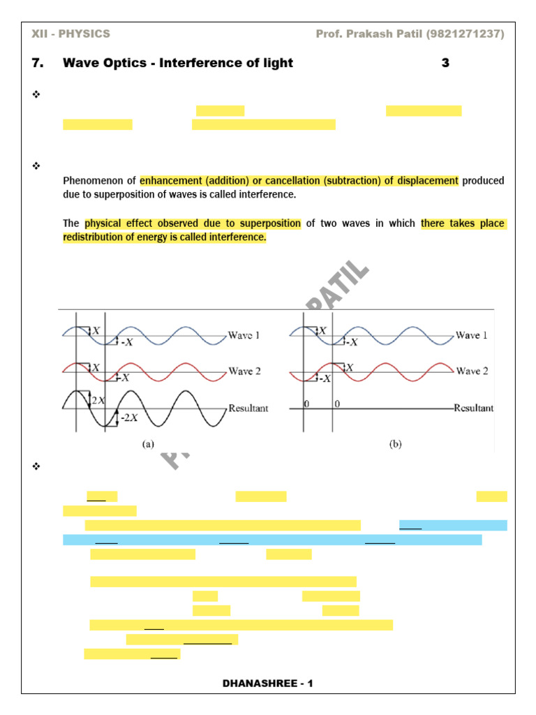 07c - Interference of Light | PDF | Waves | Coherence (Physics)