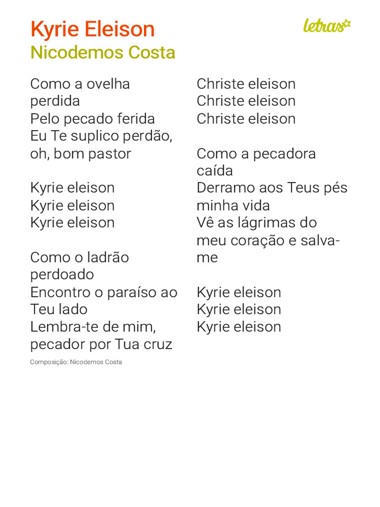 Kyrie Eleison: Letra e Significado | PDF