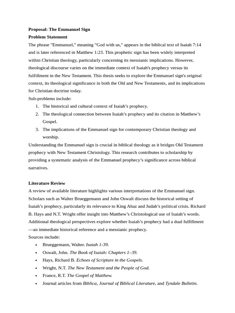 Exploring the Emmanuel Sign's Theology | PDF | New Testament | Gospel ...
