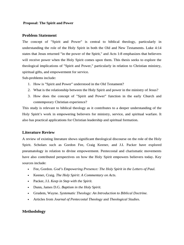 Proposal-The Spirit and Power | PDF | Pentecostalism | Holy Spirit