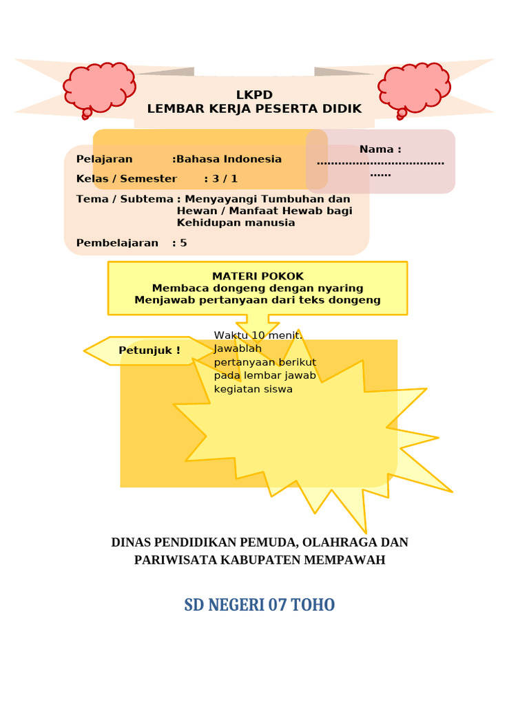 LKPD Kelas 3 Tema 2 Subtema 2 Pembelajaran 1 | PDF