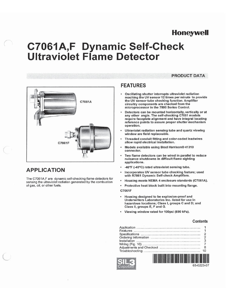 C7061A Dynamic Self-Check UV Flame Detector | PDF