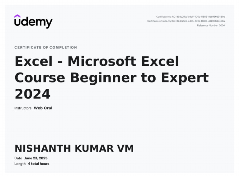 Microsoft Excel Certificate | PDF